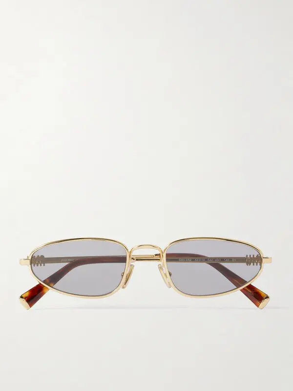 Miu Miu Oval-frame Sunglasses - Gold