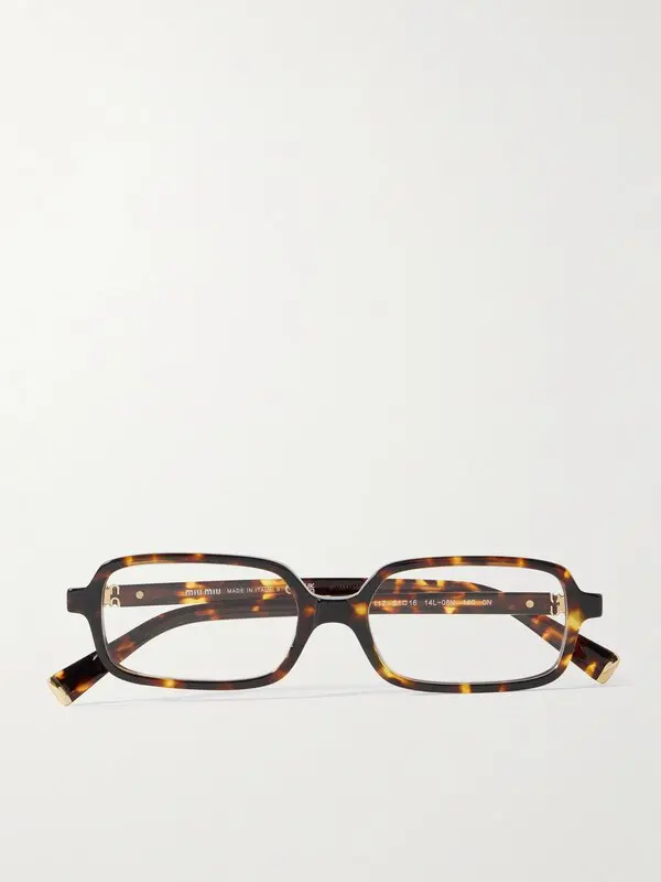 Miu Miu Rectangular Acetate Optical Glasses - Tortoiseshell