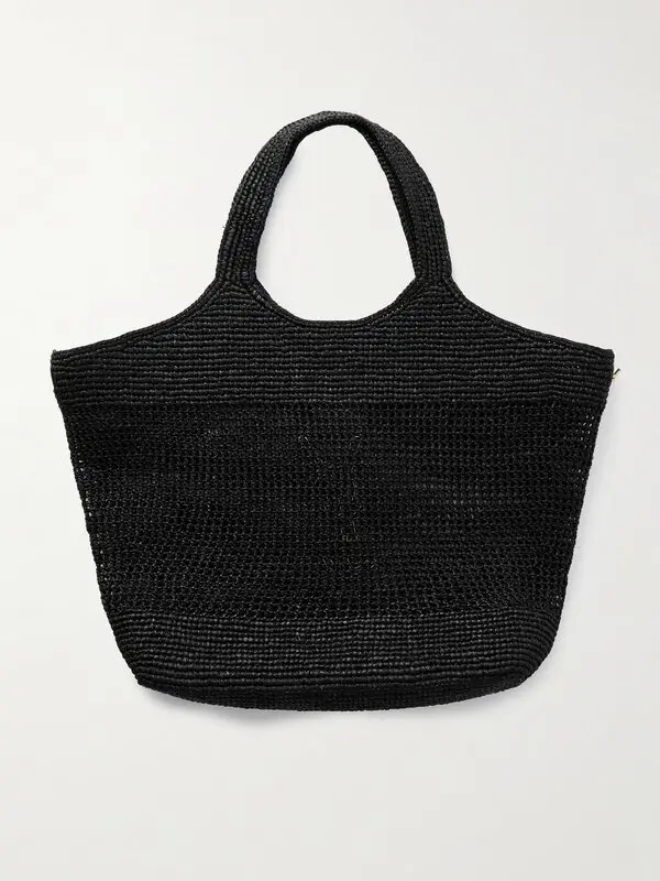 Saint Laurent Icare Maxi Raffia Tote - Black