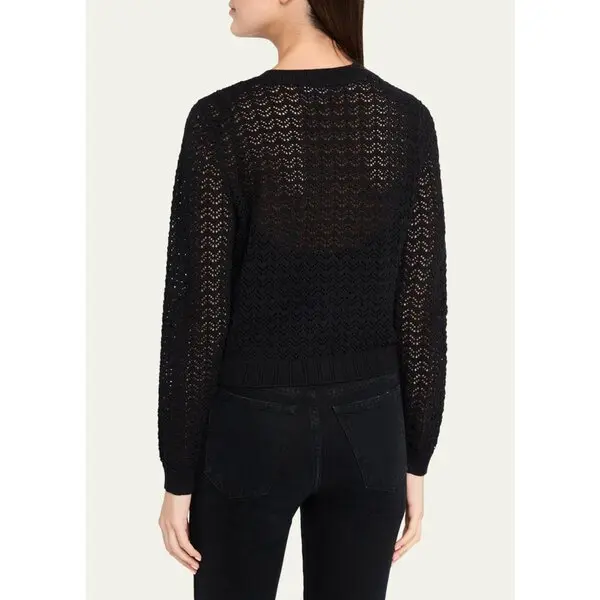 L'Agence Orla Pointelle Knit Cardigan - Blackgold