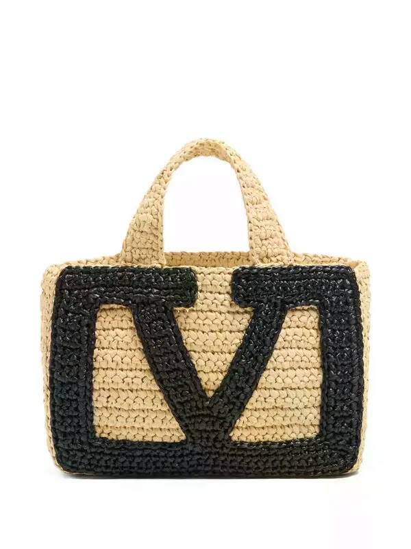 Valentino Garavani Viva Superstar Small Raffia Shopping Bag - Neutrals