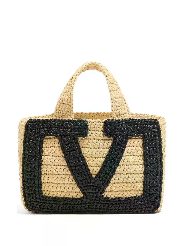 Valentino Garavani Viva Superstar Small Raffia Shopping Bag - Neutrals