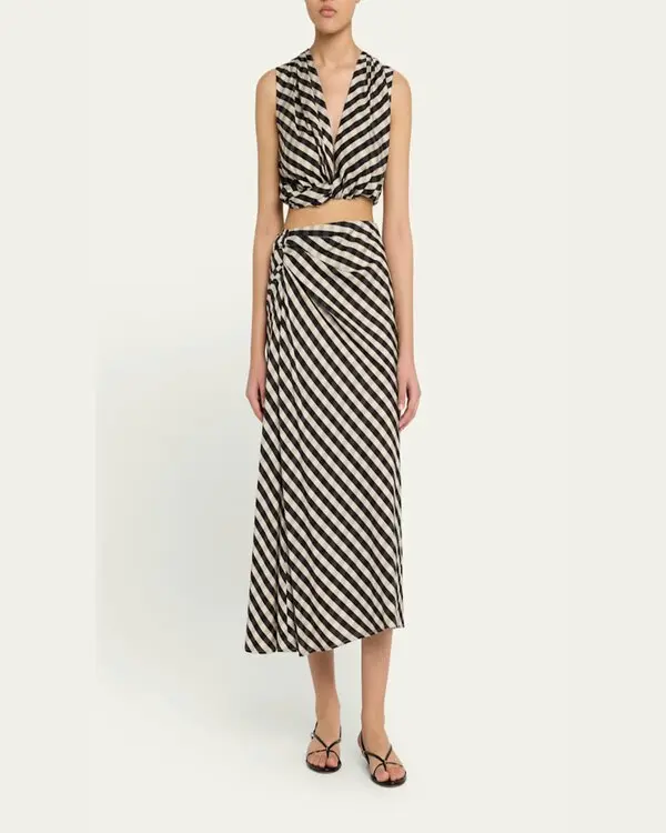A.L.C. Check Midi Skirt - Blacktan