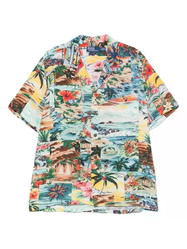 Polo Ralph Lauren Patchwork-Print Camp Shirt In Blue - 74% Off