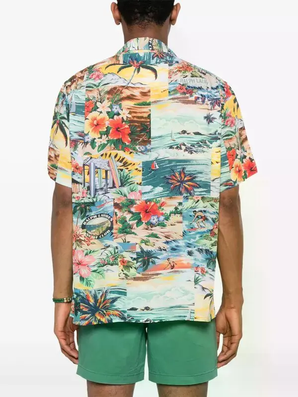 Polo Ralph Lauren Patchwork-Print Camp Shirt - Blue - 44% Off