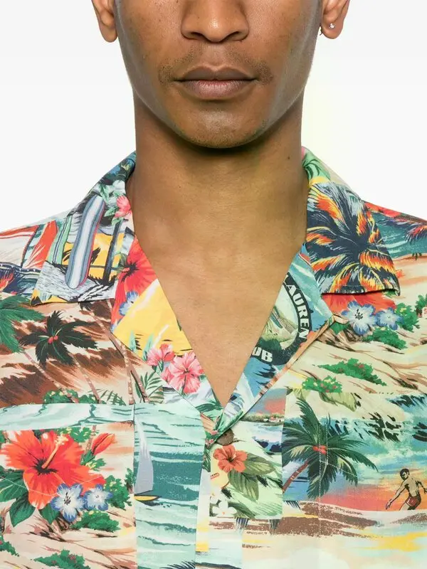 Polo Ralph Lauren Patchwork-Print Camp Shirt In Blue - 74% Off
