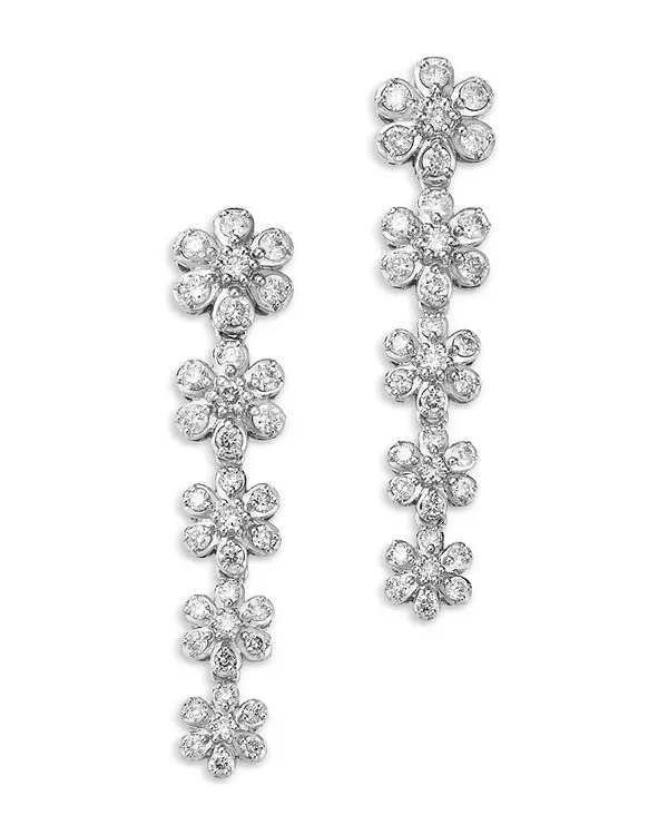 Bloomingdale'S Diamond Flower Drop Earrings - White Gold