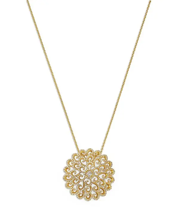 Bloomingdale'S Diamond Filigree Medallion Pendant Necklace - Gold
