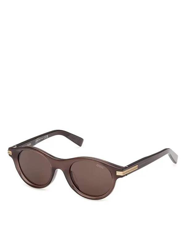 Zegna Round Sunglasses, 48mm - Brown/brown
