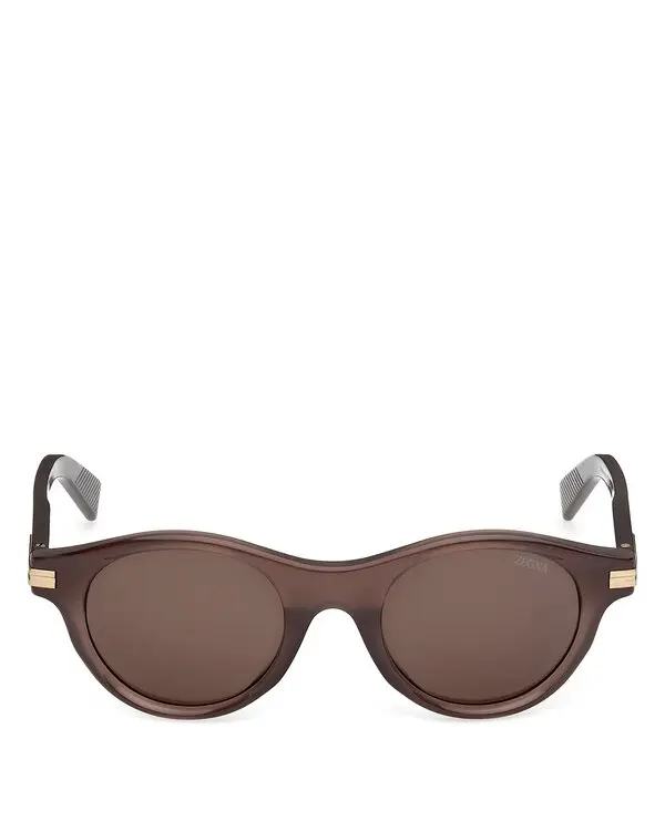 Zegna Round Sunglasses, 48mm