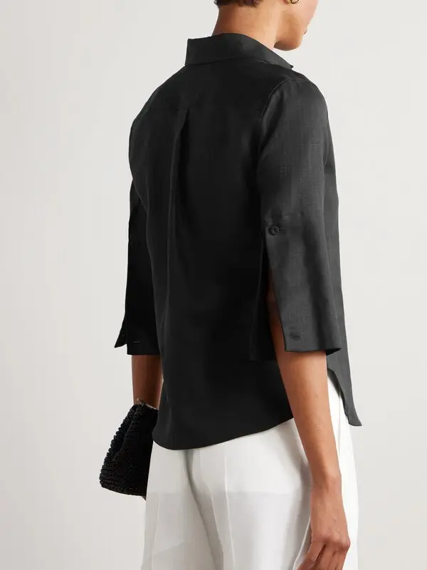 Another Tomorrow Linen Shirt - Black