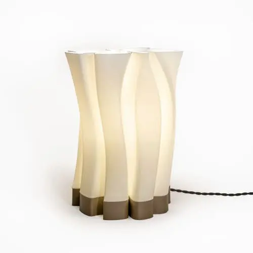 JONATHAN Y Flame 13.5" Modern Bohemian Plant-based Pla 3d Printed Dimmable Led Table Lamp - White/brown
