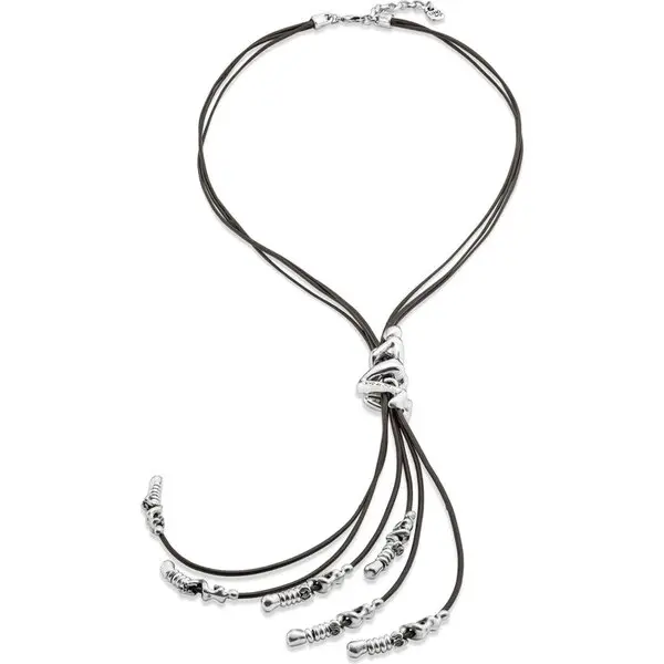 UNODE50 Sterling -plated Leather Necklace - Silver