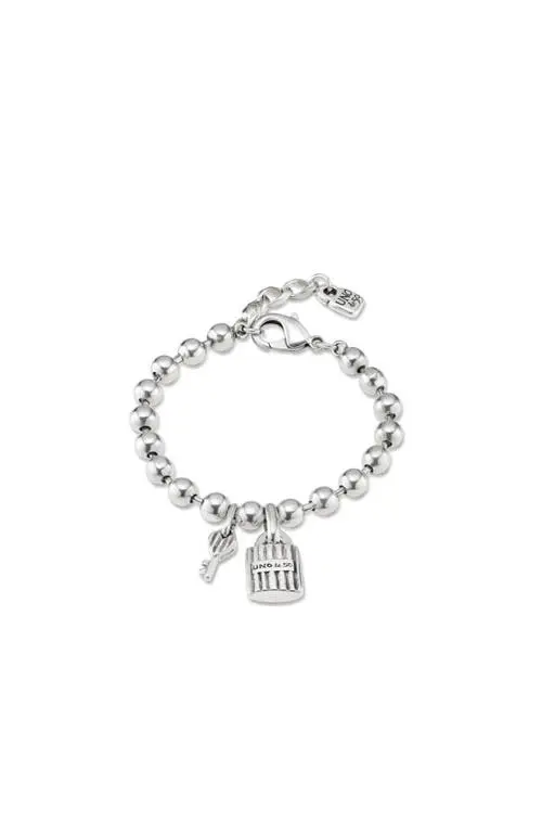 UNODE50 Lock And Key Charm Bracelet - Silver
