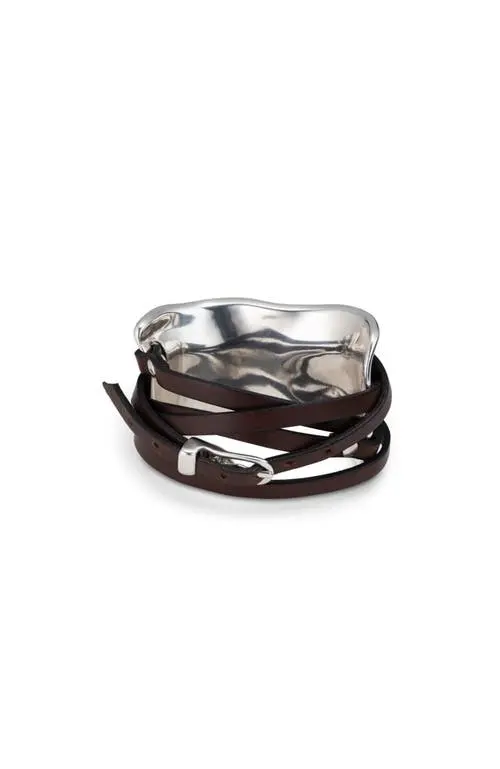UNODE50 Sterling-plated Bracelet With Leather Strips - Silver
