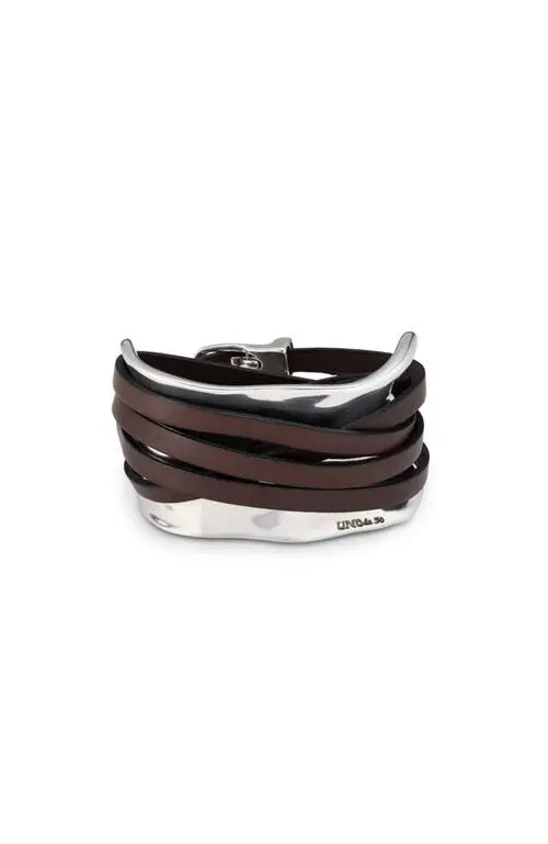 UNODE50 Sterling-plated Bracelet With Leather Strips