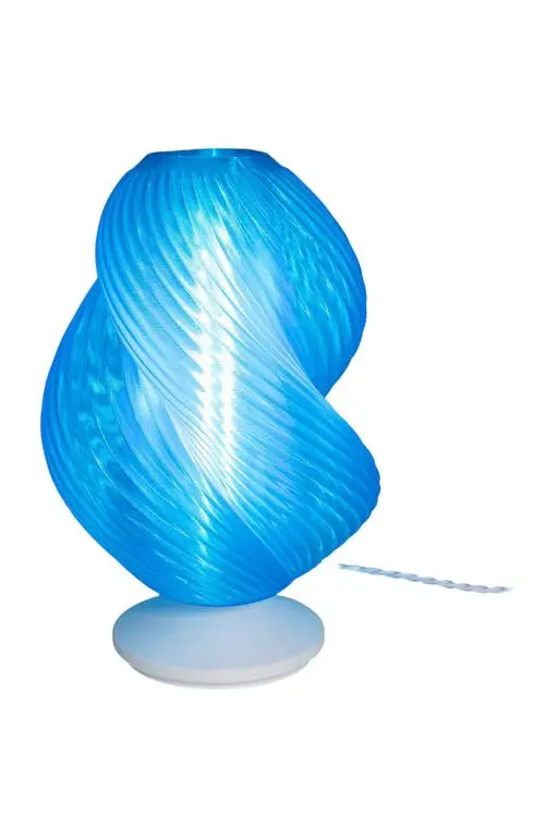 JONATHAN Y Gema 13.5" Mid-century Coastal Plant-based Pla 3d Printed Dimmable Led Table Lamp - Clear Blue/white