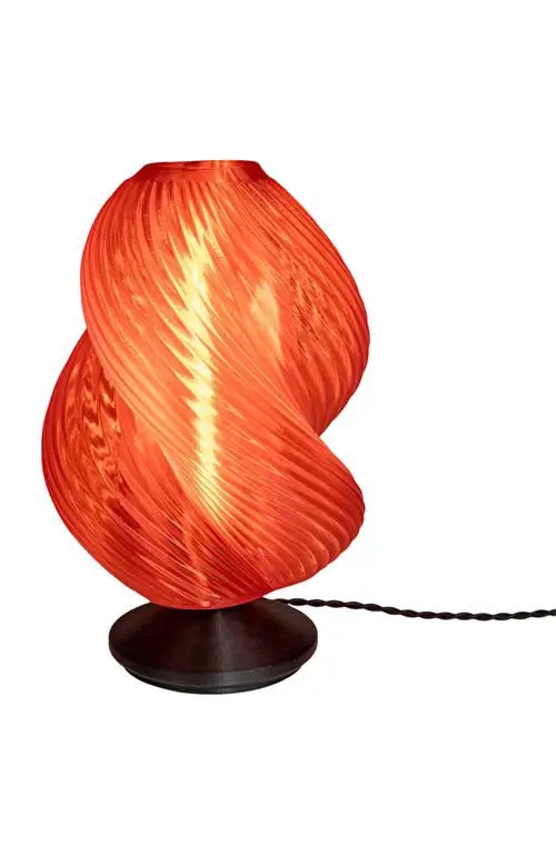 JONATHAN Y Gema 13.5" Mid-century Coastal Plant-based Pla 3d Printed Dimmable Led Table Lamp - Clear Red/black