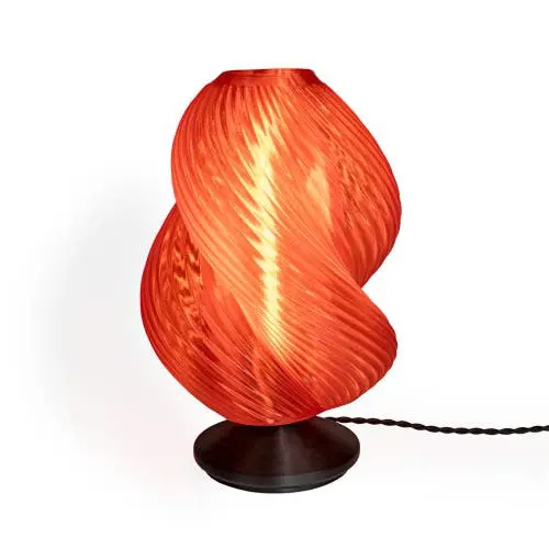 JONATHAN Y Gema 13.5" Mid-century Coastal Plant-based Pla 3d Printed Dimmable Led Table Lamp - Clear Red/black