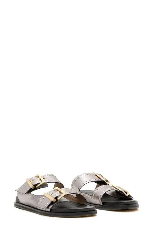 ALLSAINTS Magda Studded Metallic Sandals - Silver