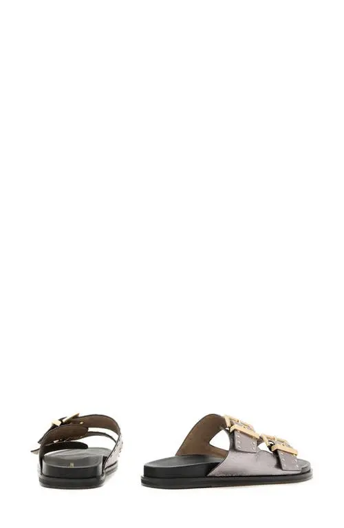 ALLSAINTS Magda Studded Metallic Sandals - Silver