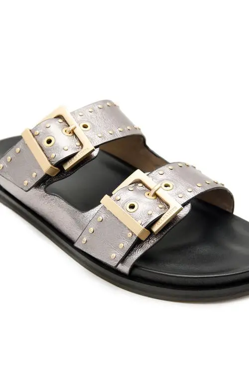 ALLSAINTS Magda Studded Metallic Sandals - Silver