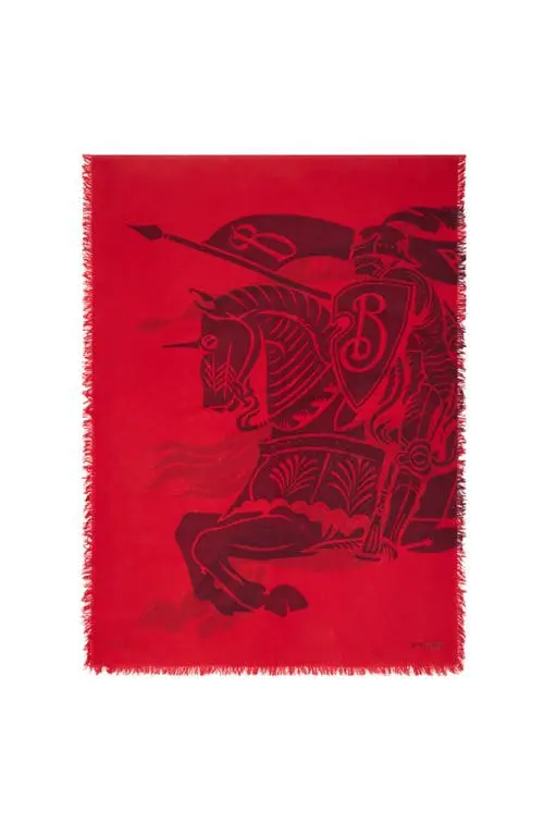 Burberry Wide Ekd Wool Scarf - Oxblood