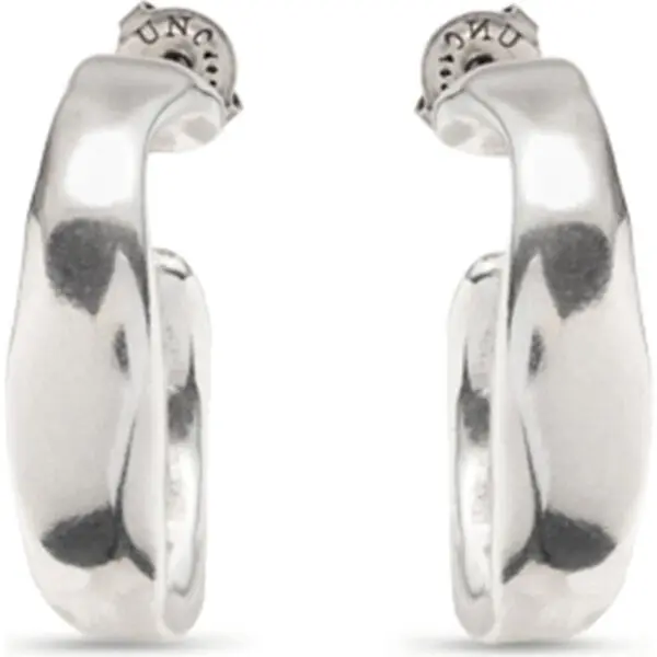 UNODE50 Sterling Plated Hoop Earrings - Silver