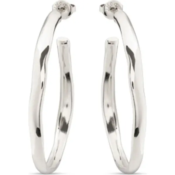 UNODE50 Sleek Open Hoop Earrings - Silver