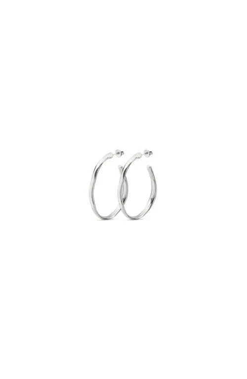 UNODE50 Sleek Open Hoop Earrings - Silver