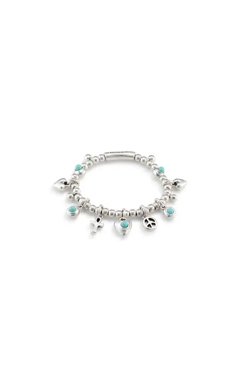 UNODE50 Turquoise Charm Bracelet - Silver