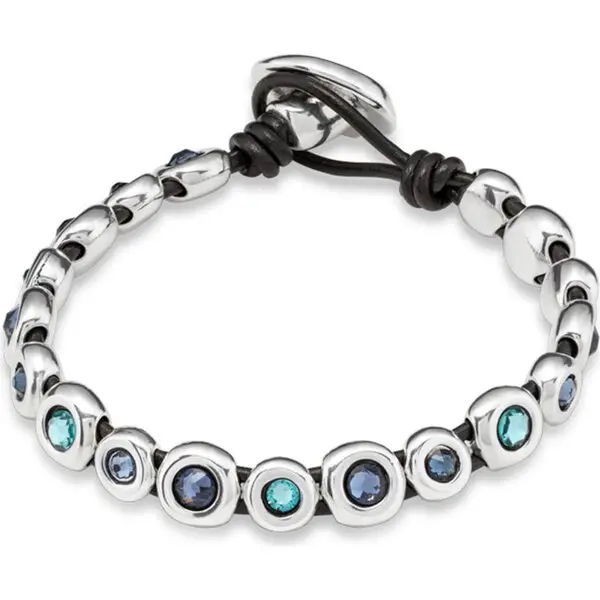 UNODE50 Leather Bracelet With Swarovski Crystals - Silver