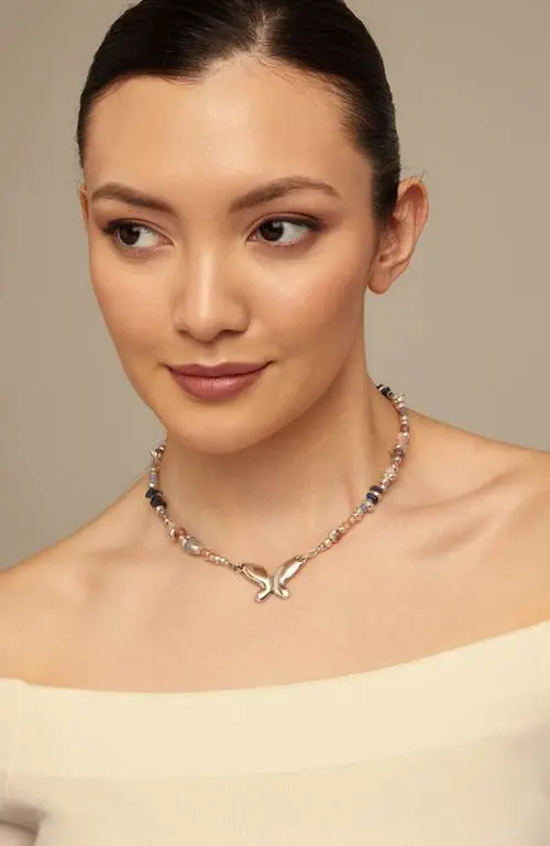 UNODE50 Crystal Beaded Butterfly Necklace