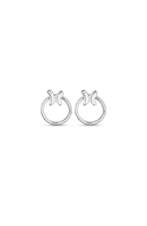 UNODE50 Butterfly Swing Sterling -plated Hoop Earrings - Silver