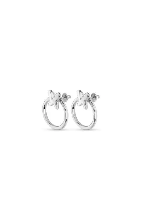 UNODE50 Butterfly Swing Sterling -plated Hoop Earrings - Silver