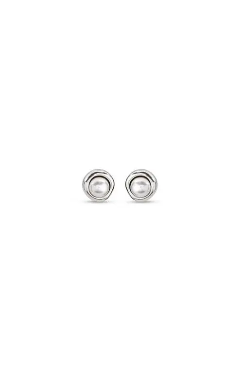 UNODE50 Sterling -plated Earrings With Pearl - Silver
