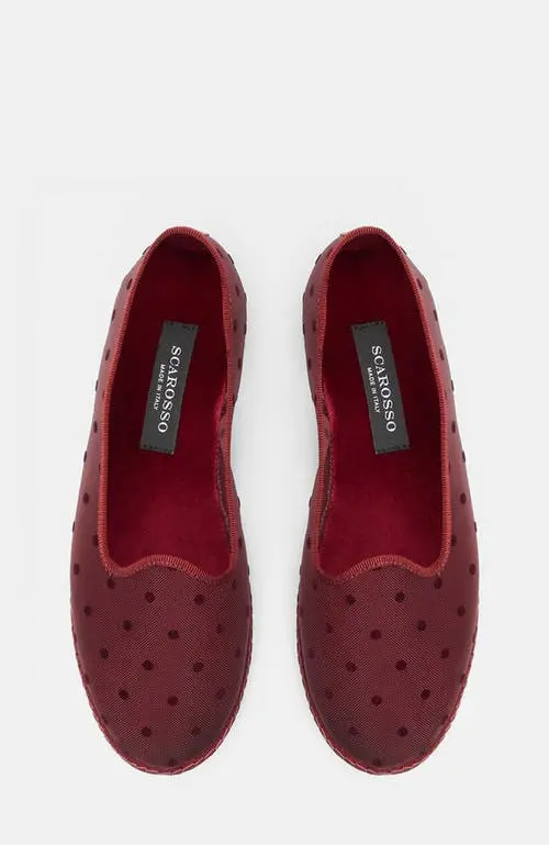 SCAROSSO Valentina Loafers - Burgundy - Mesh