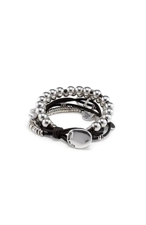 UNODE50 Leather And Plated Bracelet