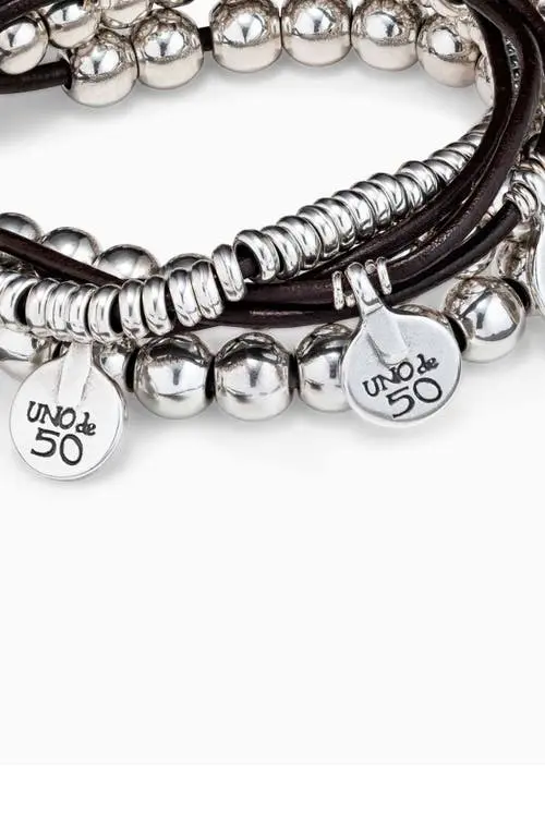 UNODE50 Leather And Plated Bracelet