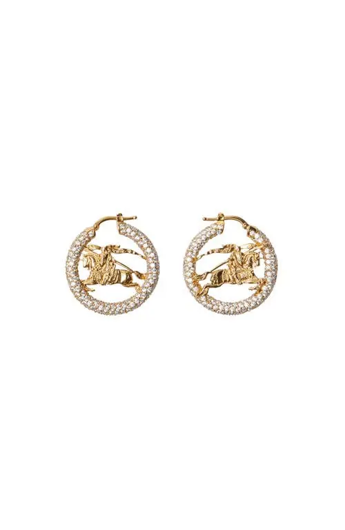 Burberry Ekd Pavé Hoop Earrings - Gold/clear
