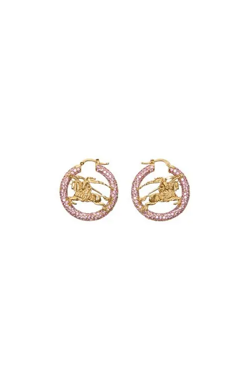 Burberry Ekd Pavé Hoop Earrings - Gold/pink