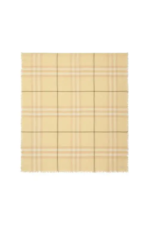 Burberry Wide Check Wool Scarf - Buff