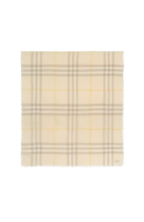 Burberry Wide Check Wool Scarf - Custard Beige