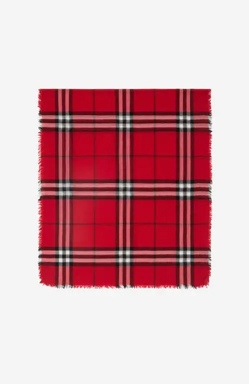Burberry Wide Check Wool Scarf - Post Red