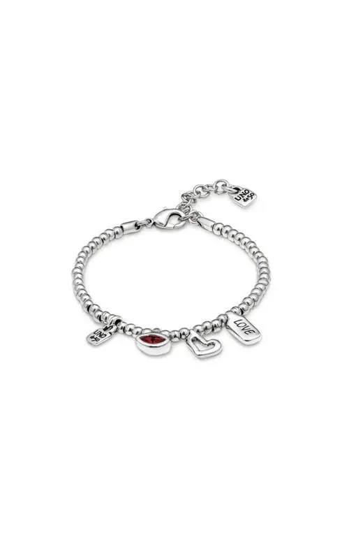 UNODE50 Sterling -plated Beaded Charm Bracelet - Silver