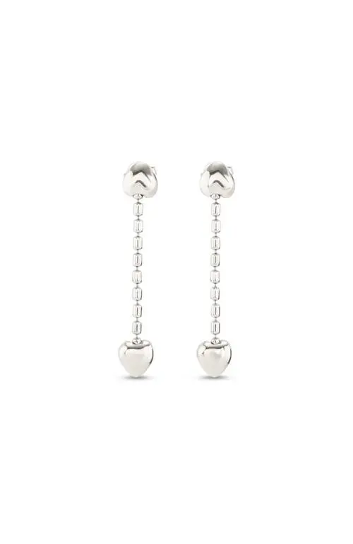 UNODE50 Sterling -plated Heart Dangle Earrings - Silver