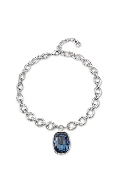 UNODE50 Sterling -plated Necklace With Crystal - Silver