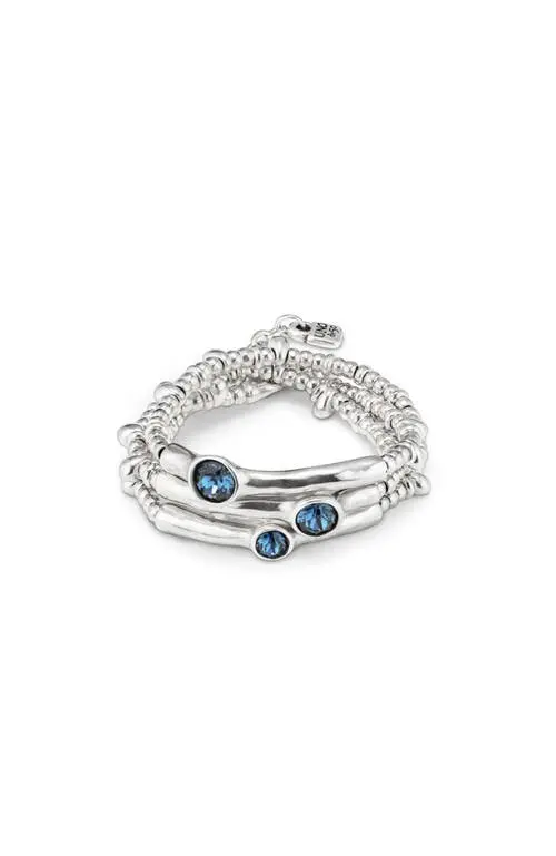 UNODE50 Azul Trinity Beaded Bracelet - Silver