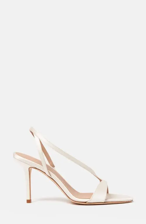 SCAROSSO Paula Stiletto Heel Sandals - White - Silk