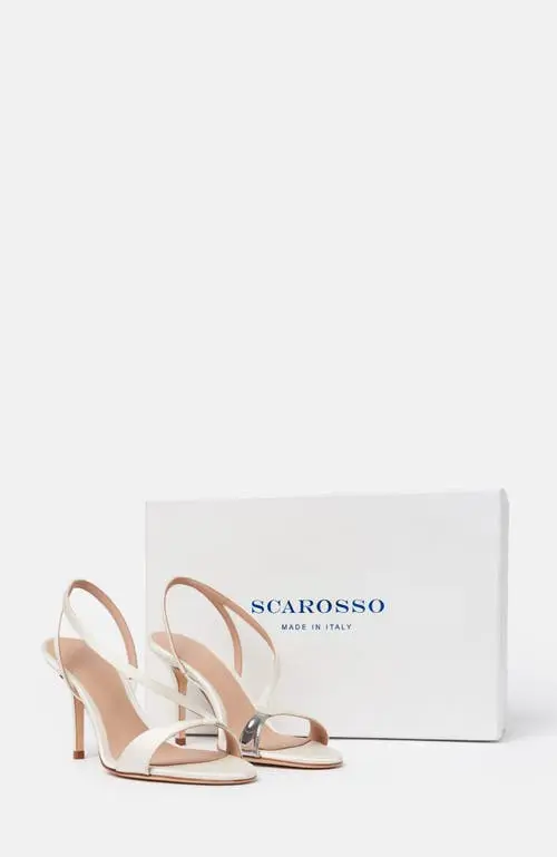 SCAROSSO Paula Stiletto Heel Sandals - White - Silk